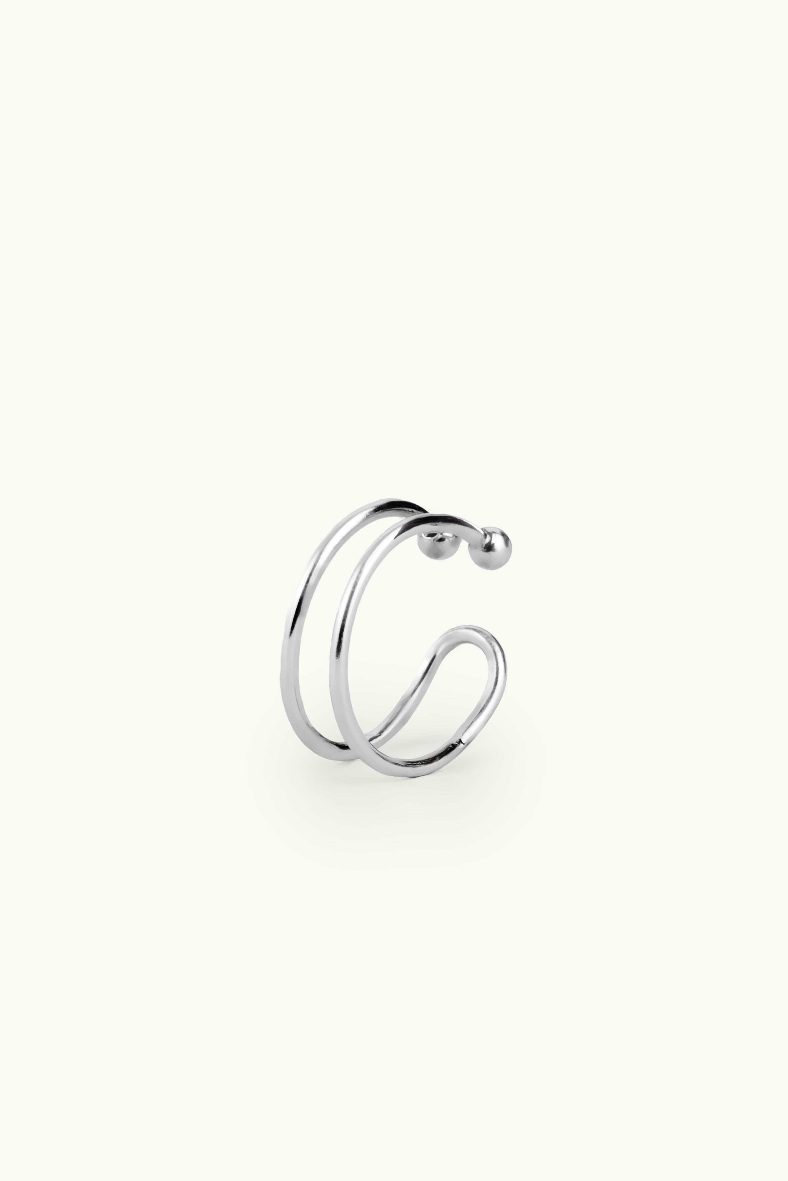 Double Bubble Plain Ear Cuff Silver | KÒTY